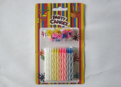 China Multi - Colored Decorative Spiral Taper Striped Birthday Candles With 24 Pcs/Set for sale