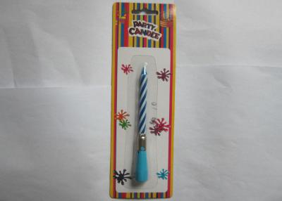 China Blue White Striped Happy Birthday Singing Candles Party Gift Decoration for sale