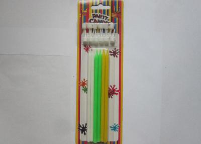China Mixed Color Long Thin Birthday Candles Dia 0.5 cm Warm Yellow Flame for sale