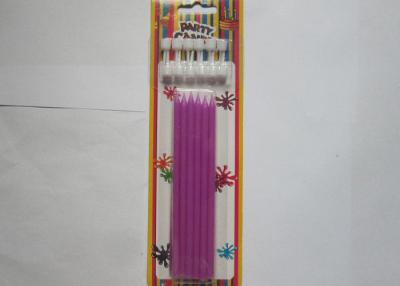 China 0.2 Inch Purple Long Thin Birthday Candles Paraffin Wax No Drop for Cake Decoration for sale