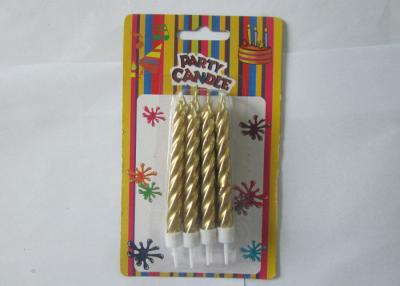China Dripless Metallic Gold Candles , Wedding Dinner Spiral Taper Candles 3.8