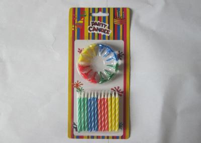 China Striped Colorful Birthday Candles 6CM Height With Paraffin Wax Material for sale