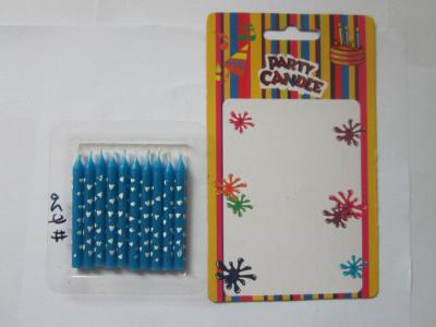 China 11.4 g White Heart Print Birthday Candles Dia 0.55 Centimeter Bule Decorative Wax for sale