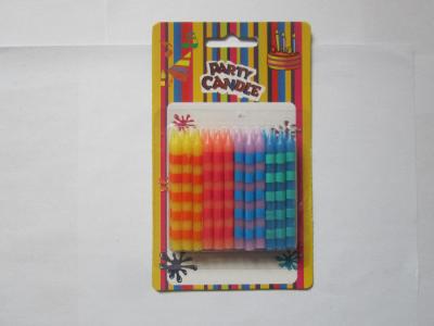 China Straight Color Stripe Print Birthday Candles 2.48 Inch Height 10 min Burn Time for sale