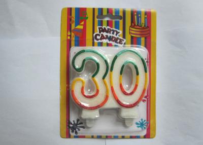 China Personalized Glittering Multi - Colored Outline Number 30 Birthday Art Candle for sale