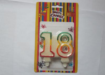 China Glitz White Number Birthday Candles Party Paraffin Candle With Colorful Border for sale