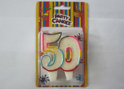 China Smokeless Glitter Rainbow Outline Number 50 Birthday Cake Candles For Anniversary for sale