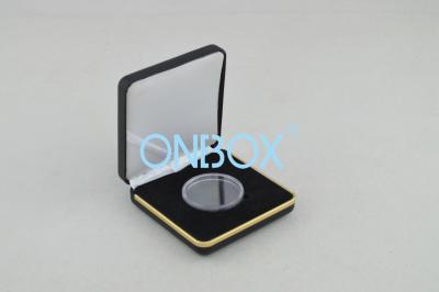 Cina Scatole dell'unità di elaborazione del lusso nero del cuoio/confine d'imballaggio dell'oro della scatola presentazione della moneta in vendita