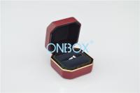 China Customizable LED Ring Presentation Box 62x62x42mm Dark Red PU Leather Wedding Engagement for sale