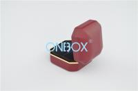 China Customizable LED Ring Presentation Box 62x62x42mm Dark Red PU Leather Wedding Engagement for sale