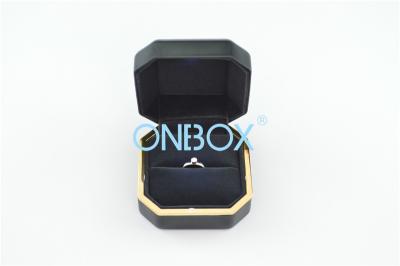 Cina Contenitore leggero di cuoio LED dell'unità di elaborazione, scatole d'imballaggio del lusso per l'anello di diplomatico con le linee del disegno di spazzola in vendita