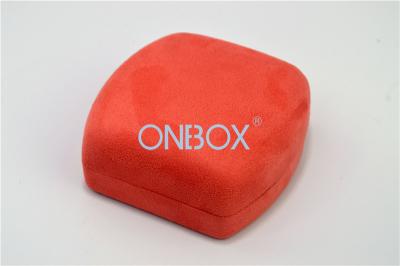 Cina Contenitori d'imballaggio di lusso di pelle scamosciata arancio, scatola di signora Bangle Custom Packaging in vendita