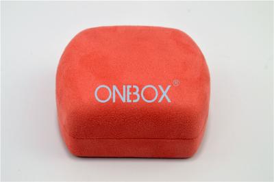 Cina Contenitori d'imballaggio di lusso di pelle scamosciata arancio, scatola di signora Bangle Custom Packaging in vendita