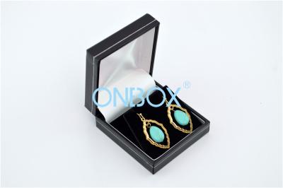 Cina Contenitore di gioielli semplice del quadrato nero per un paio dei Eardrops con stampa della stagnola di oro in vendita