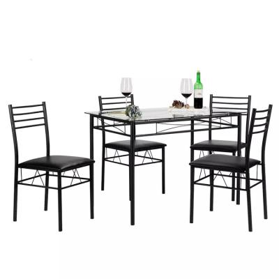 China ODM Home Furniture Dining Room Sets Rectangle Glass Dining Table And 4 Chairs Set for sale
