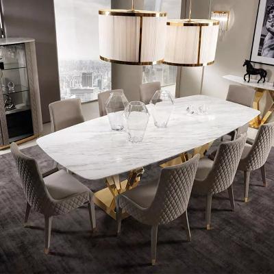Cina Rivestimento moderno rettangolare Diamond Leg Contemporary Style dell'oro del tavolo da pranzo del marmo del Faux in vendita