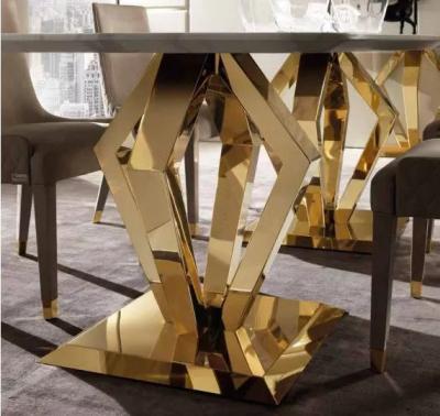 Cina Rivestimento moderno rettangolare Diamond Leg Contemporary Style dell'oro del tavolo da pranzo del marmo del Faux in vendita