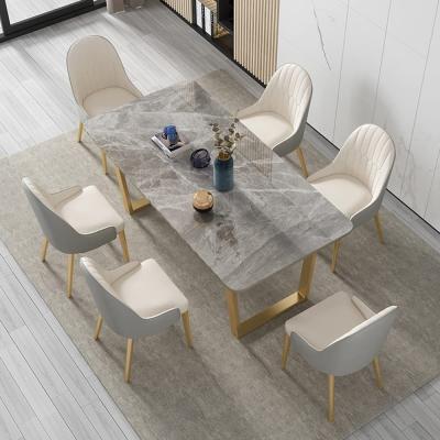 China Grey Retro Nordic Style Dining Table And Chairs , Modern Metal Base Dining Table for sale