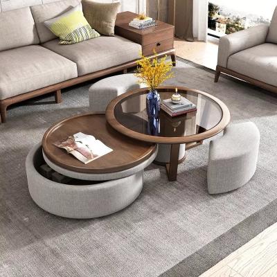 Cina La mobilia moderna del salone del ODM dell'OEM ha temperato il tavolino da salotto rotondo di legno di vetro in vendita