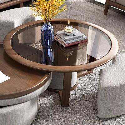 Cina La mobilia moderna del salone del ODM dell'OEM ha temperato il tavolino da salotto rotondo di legno di vetro in vendita