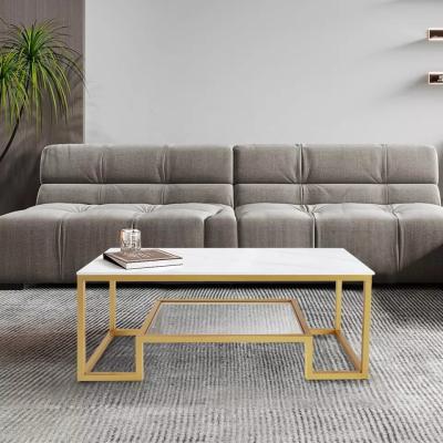 China Personalização minimalista do OEM da pintura do metal da mesa de centro de mármore moderna luxuosa à venda