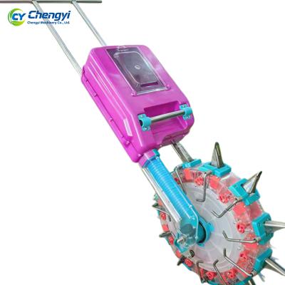 China Manual Push Fertilizer Roller Seeder 8 Nozzle Farm Corn Sowing Machine for sale