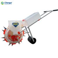 China Manual Seeder Machine Hand Push Planter 14.5kg Adjustable Depth Corn Soybean Sowing Tool for sale