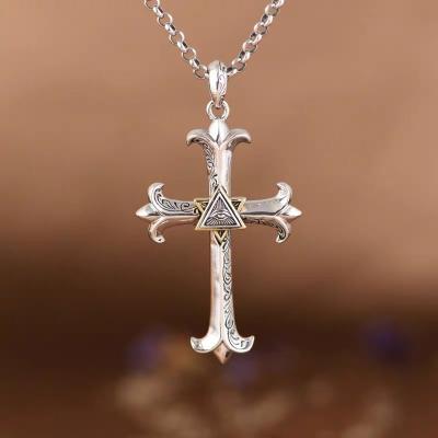 Cina Pendente occhio di Dio croce uomo e donna in alta moda S925 argento con forma di diamante in vendita