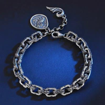 Cina Gioielli Materiale principale S925 Sterling Silver Personalità Retro Imperiale Braccialetto Crack in vendita
