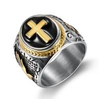 Quality Retro Cross Titanium Steel Men's Ring Hand of God Black Epoxy European and for sale