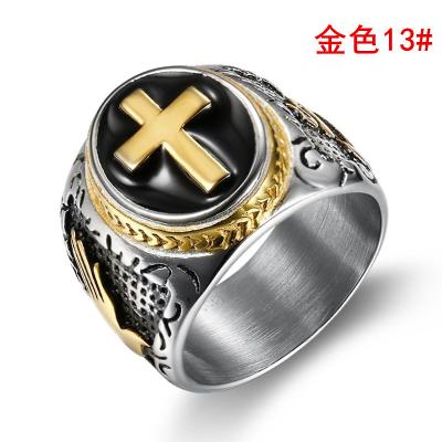 Cina Retro Croce Titanio Acciaio Anello Maschile Mano di Dio Nero Epossidico Europeo e Americano in vendita