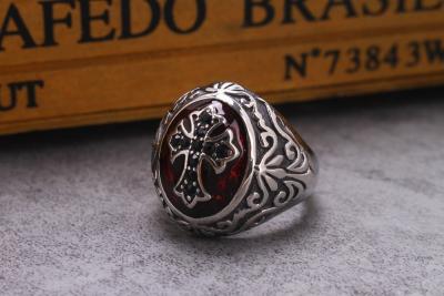 China European and American Men's Titanium Steel Crusader Ring Perfect for Party Occasions for sale