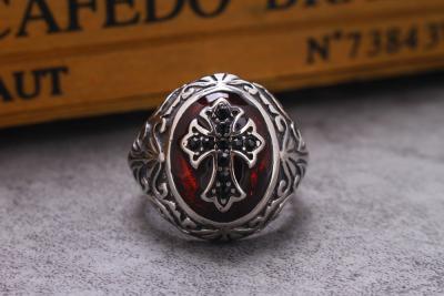 China European and American Men's Titanium Steel Crusader Ring Perfect for Party Occasions for sale