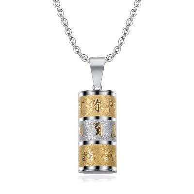 China Retro Buddhist Prayer Wheel Necklace Six-Character Mantra Pendant for Men and Women for sale