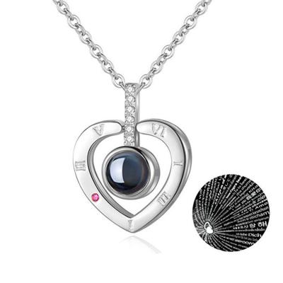 China Gift Your Special Someone 100 Languages I Love You Necklace with Projection Pendant for sale