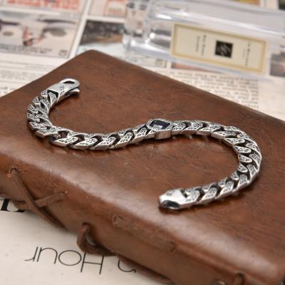 Cina Stile contrattuale S925 Sterling Silver Niche Design Tank Guba Bracelet per uomini e donne Blu Verde Nero Gemma in vendita