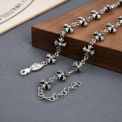 Cina 925 Sterling Silver Full Cross Collare Collarbone Chain Rose Gold Plated per coppie in vendita