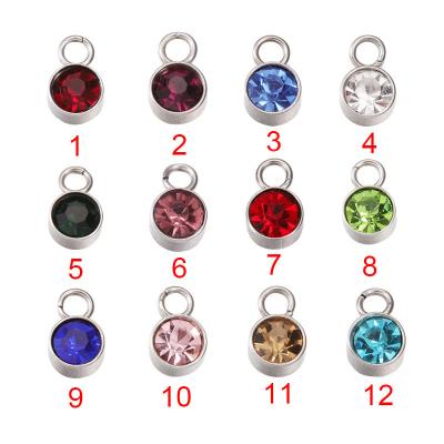 Cina Eccellente Acciaio inossidabile 12 Pietra di nascita Diamante Tazza Pendente Pietra di nascita Charm Pendenti in vendita
