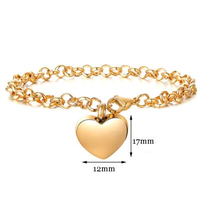 Cina Braccialetto in acciaio inossidabile con catena di perle rotonde in forma di cuore in vendita
