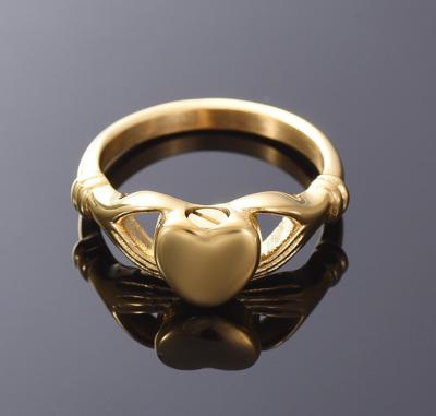 Cina Hand Embrace Heart Shape Cremation Memorial Ring Urne in acciaio inossidabile per ceneri umani in vendita
