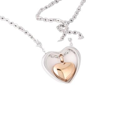 Cina KeepSake Double Heart Love Urna Collare per bambini in acciaio inossidabile placcato oro in vendita