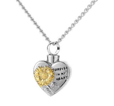 Cina Collare di girasole intagliato col collare con Forever In My Heart Cremation Ash Picture in vendita