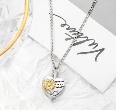 Cina Collare di girasole intagliato col collare con Forever In My Heart Cremation Ash Picture in vendita