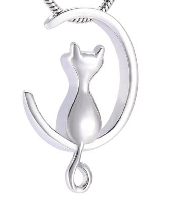 China Rosa de ouro revestido de forma de gato de lua Cremation joias para cinzas de animais de estimação 8 anos de experiência à venda
