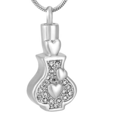 China Mini colarinho de coração de aço inoxidável Vaso de cristal Pendente para lembrança de cinzas de cremação à venda