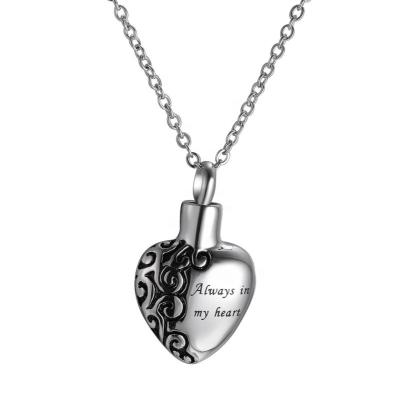 China Sempre no meu Coração Colar de cremação para cinzas Jewelry Memorial Heart Urn Pendant à venda