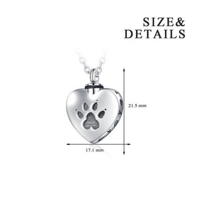 Cina 925 Sterling Silver Heart Paw Cremation Pendant Stile classico e tecnologia CNC Inlay in vendita