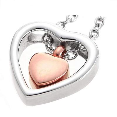 Cina Pendenti di fascino tipo oro rosa doppio cuore di pesca in acciaio inossidabile aperta per regali in vendita