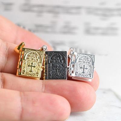Cina Vintage S925 Placcato in oro argento libro biblico collante per accessori cristiani in vendita