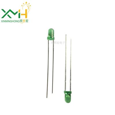 China Round 3mm led diode super bright Pure green 2000-3000mcd 3.3V through hole led for sale